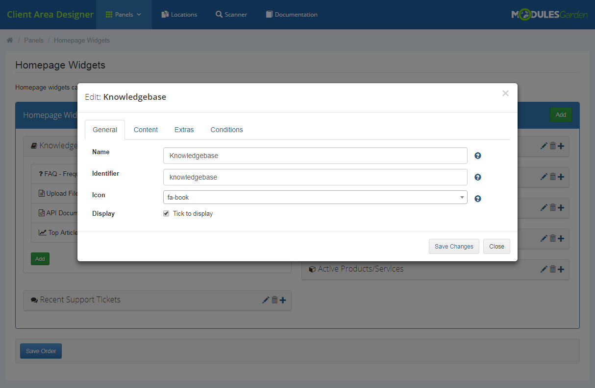 Client Area Designer For WHMCS - ModulesGarden