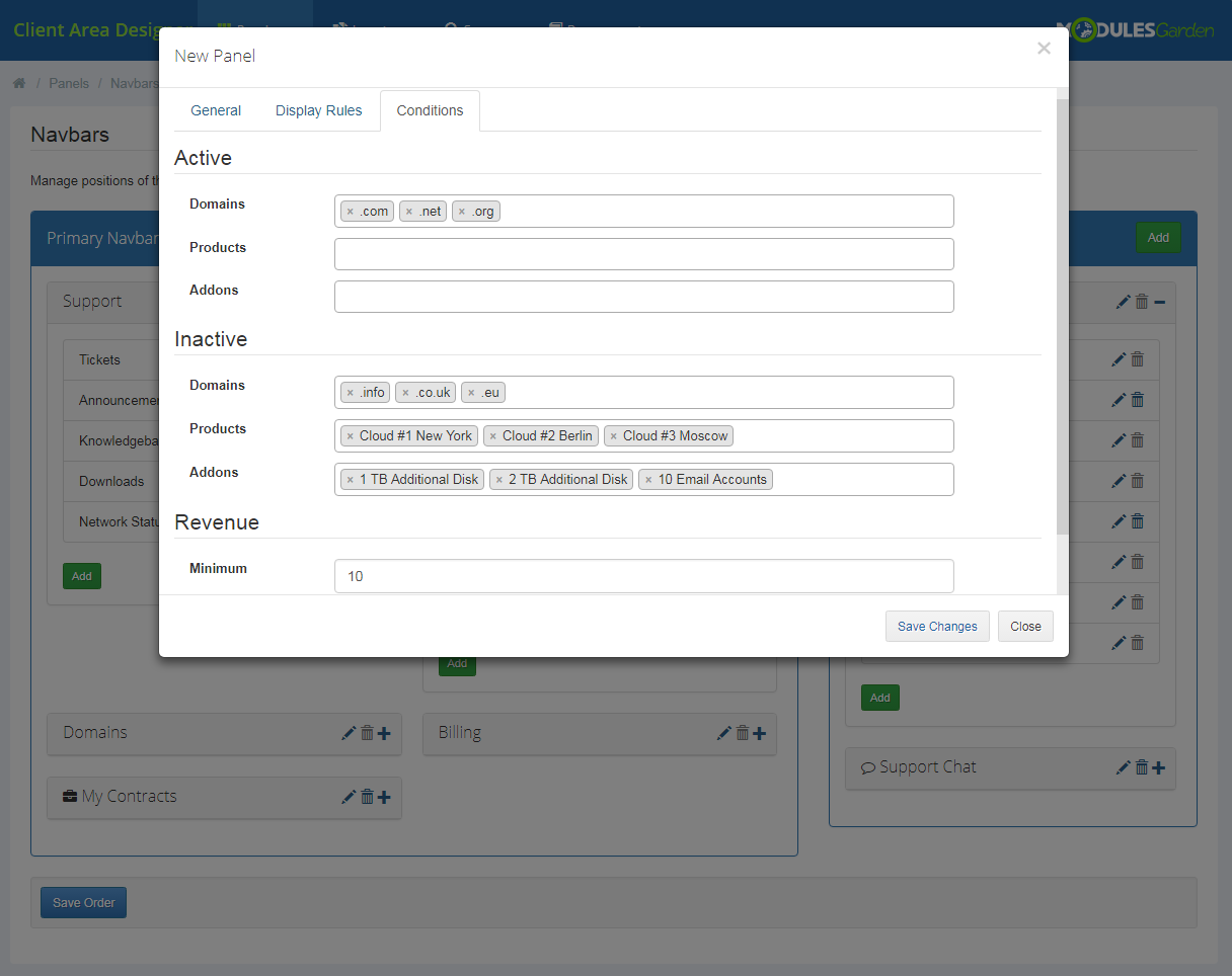 Client Area Designer For WHMCS - ModulesGarden