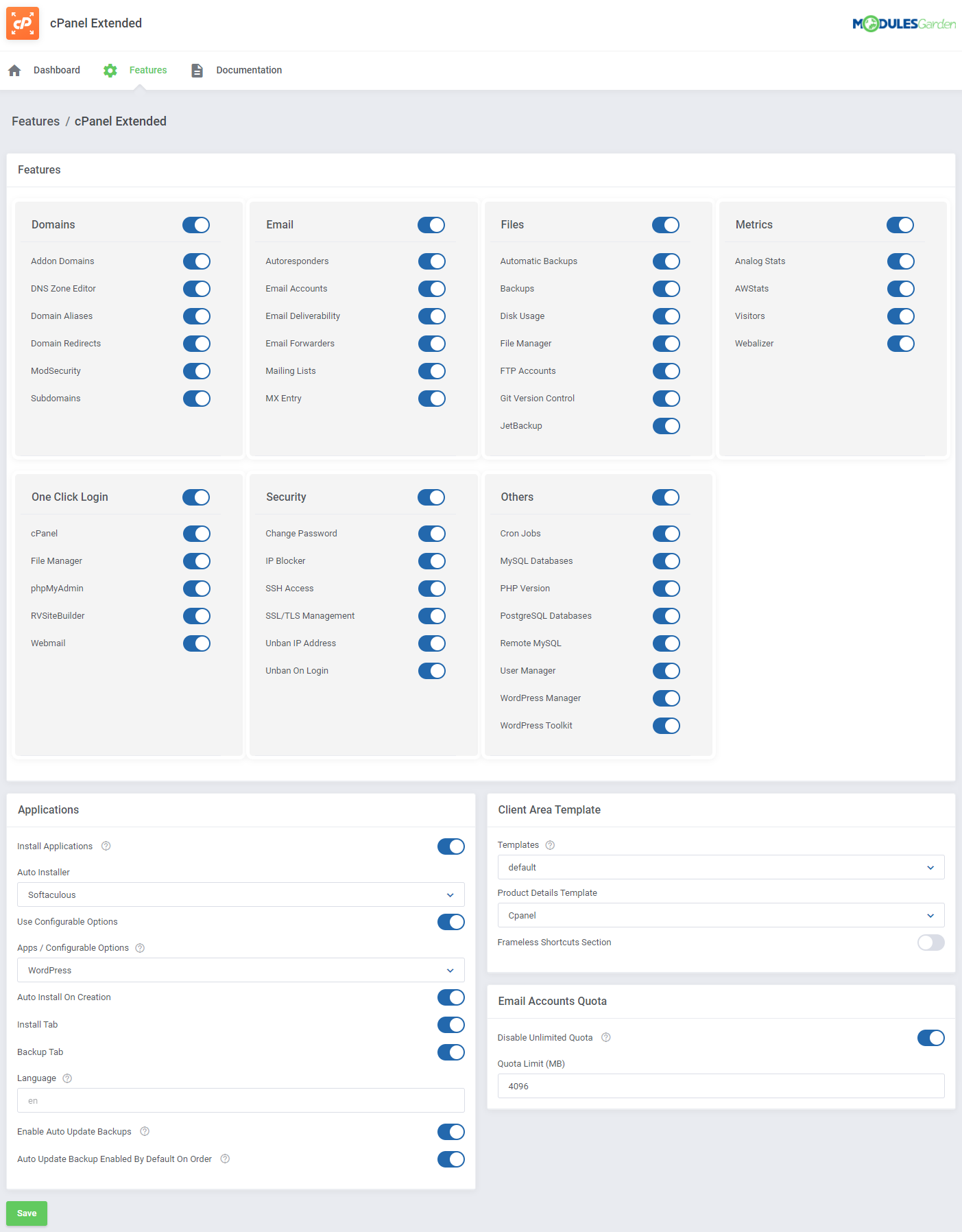 cPanel Extended For WHMCS - ModulesGarden