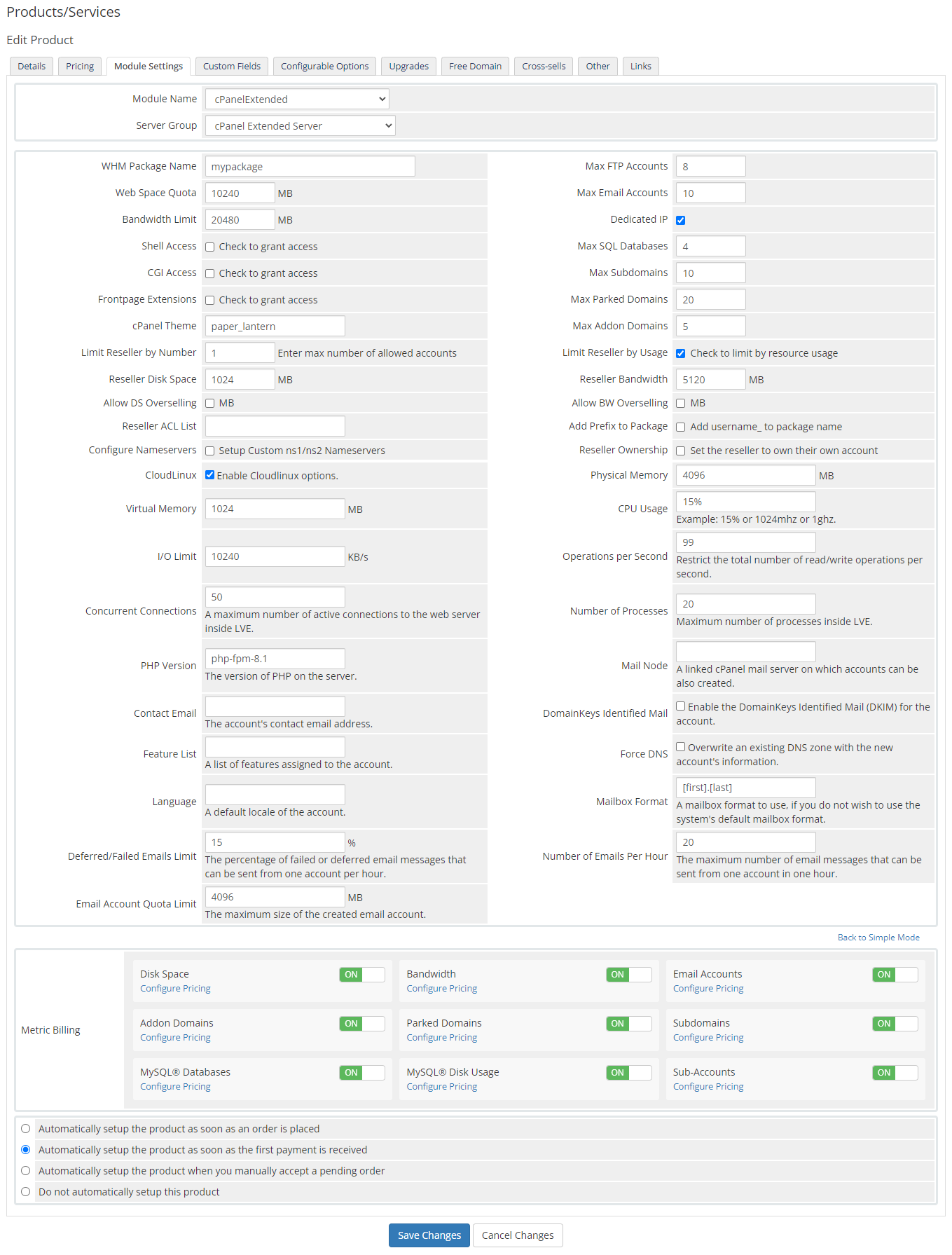 cPanel Extended For WHMCS - ModulesGarden