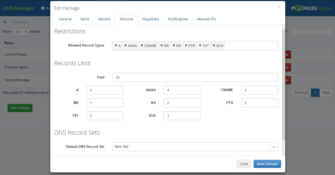 DNS Manager For WHMCS - ModulesGarden