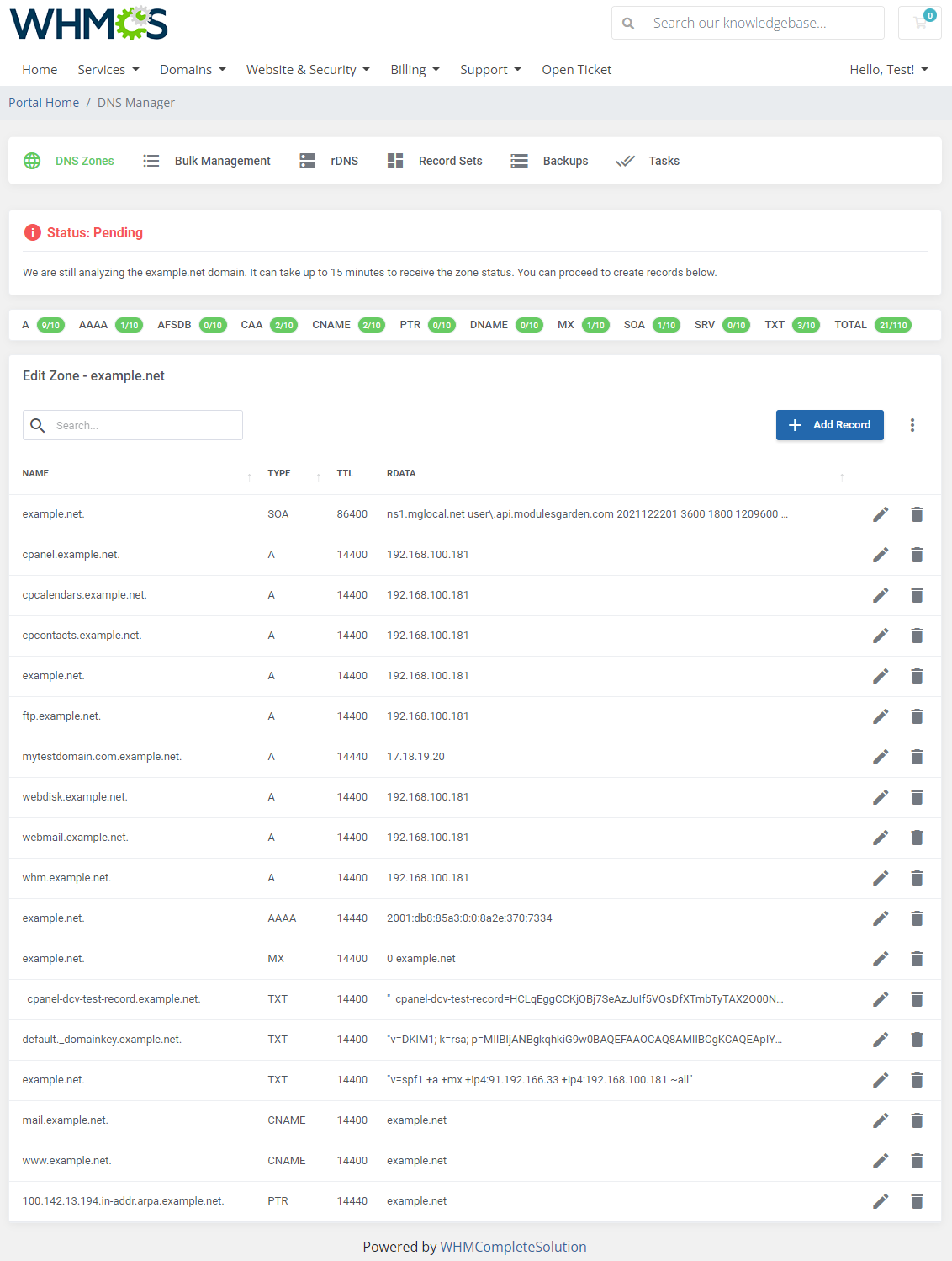 DNS Manager For WHMCS - ModulesGarden