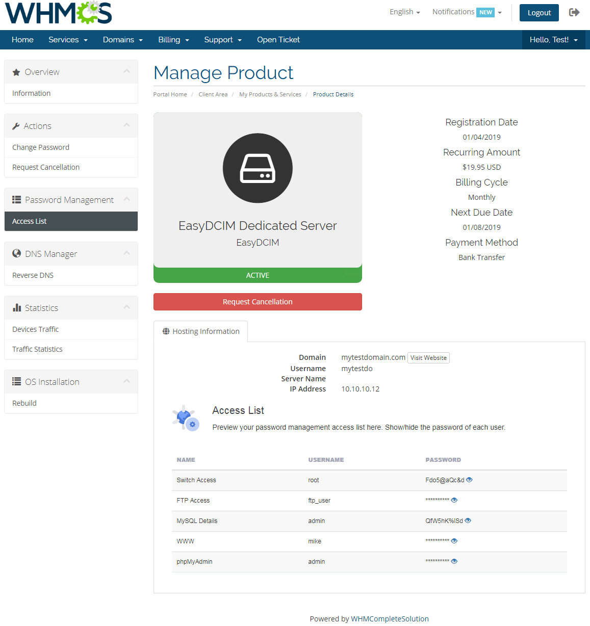 EasyDCIM Dedicated Servers For WHMCS - ModulesGarden