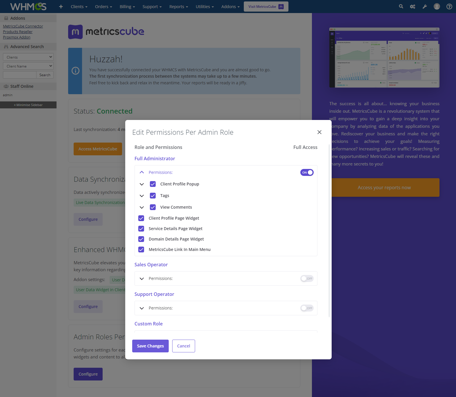 MetricsCube Business Analytics For WHMCS - ModulesGarden