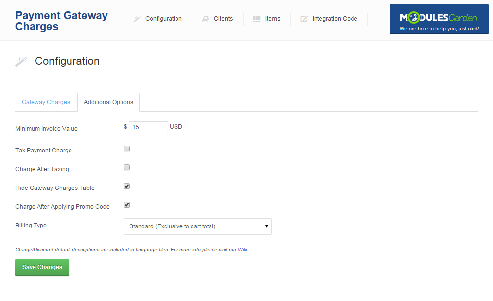 Payment Gateway Charges For WHMCS - ModulesGarden