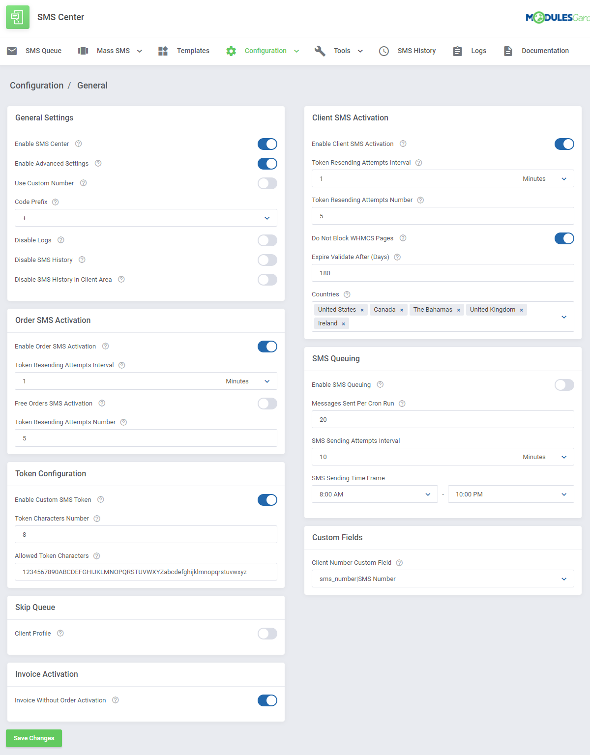 SMS Center For WHMCS - ModulesGarden