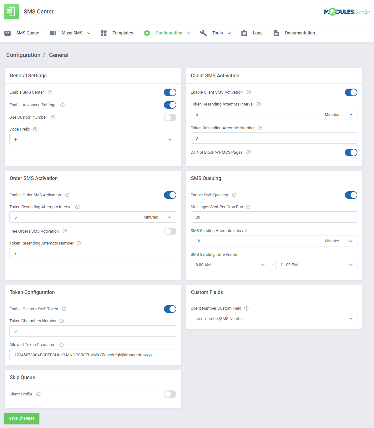 SMS Center For WHMCS - ModulesGarden