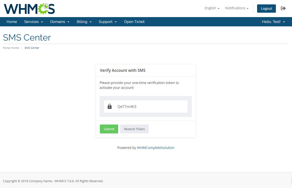 SMS Center For WHMCS - ModulesGarden