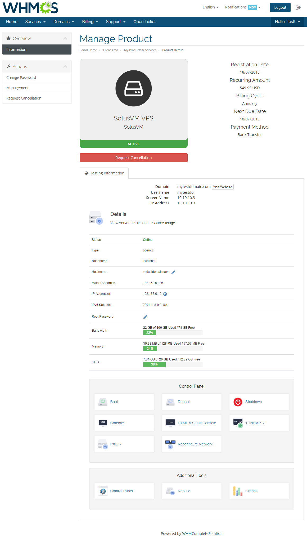 SolusVM Extended VPS For WHMCS - ModulesGarden