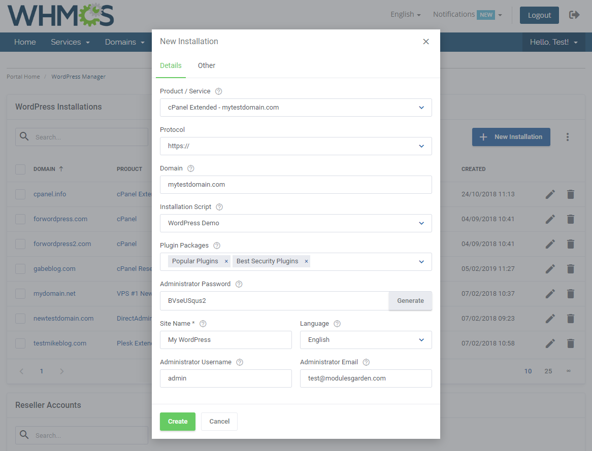 WordPress Manager For WHMCS - ModulesGarden